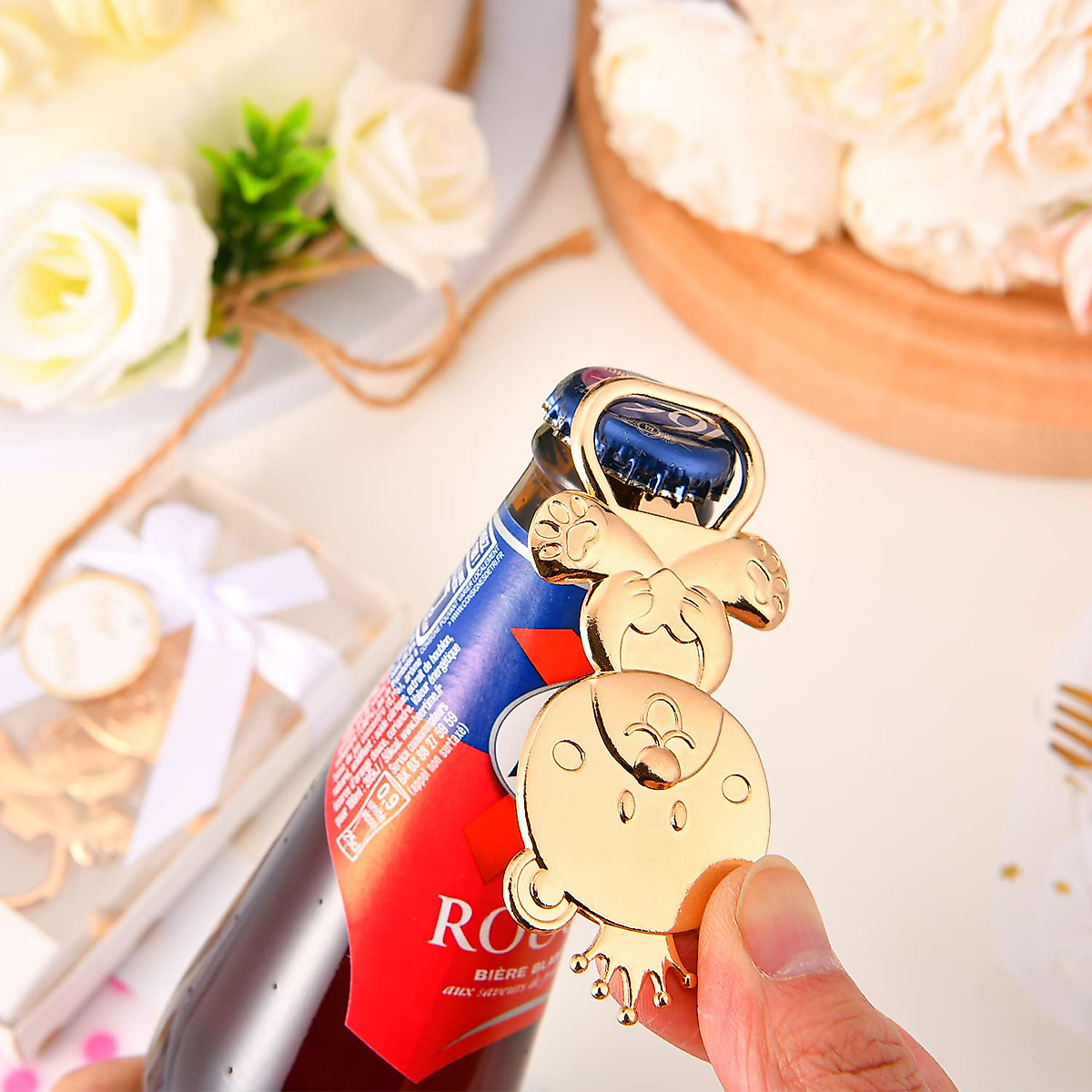 24 Packs Baby Shower Favors for Guests Bulk Cute Baby Bear Shape Bottle Opener with Gift Boxes for Baby Boy or Girl Party Souvenirs or Decorations (White box)