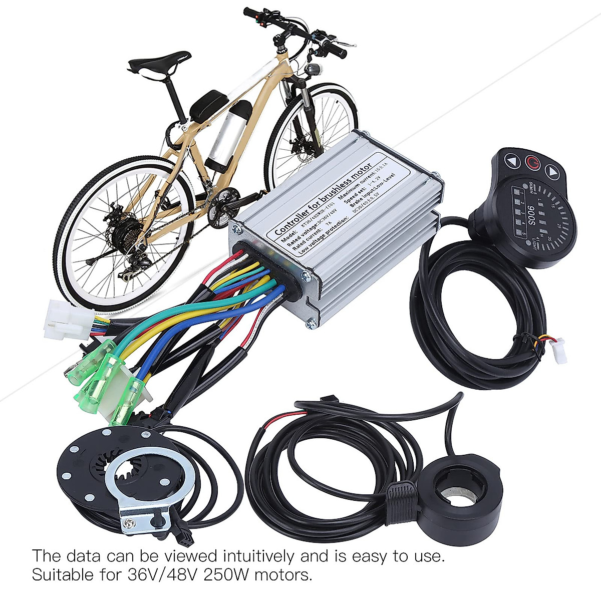 Bnineteenteam Electric Controller Kit, E-Bike 36V / 48V 250W Motors Brushless 7A Controller with ‑900S LED Panel Kit for DIY Electric Electric Modification Accessories