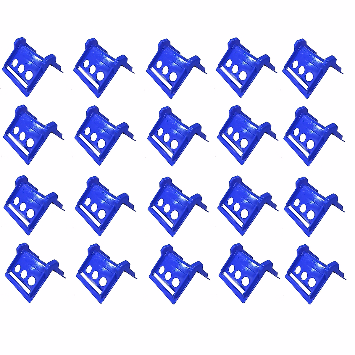 Mytee Products (20 Pack V Shaped Board 4" Blue Plastic Corner Edge Protectors for Cargo Loads | Tie Down Strap Guard for Winch, Ratchet Straps on Flatbed Trailers | V-Style Tie Downs Edge Protectors