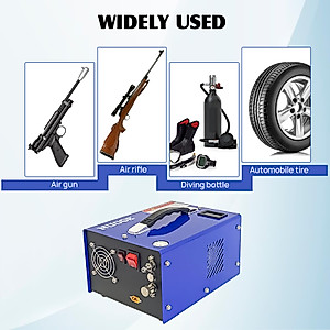 NUOGE PCP Air Compressor 4500Psi/30Mpa Water/Oil Free PCP Air Pump Rifle/Pistol Paintball Cans Powered 12V Automotive DC 110V AC For Home Use With Power Converter And Oil-moisture Filter Easy Carry