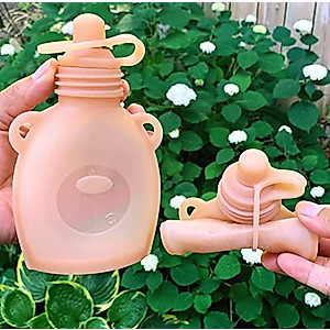 TULULU Foody Reusable Food Pouches Silicone-2pack/5oz-Refillable Homemade Food Storage Containers Kids Squease Pouch-Soft Reusable Baby Food Pouches for Toddlers