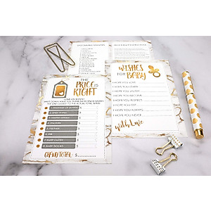 Baby Shower Game Bundle | 40 Cards - Four Baby Shower Activities | Baby Shower Price Is Right | Baby Shower Word Unscramble | Notes of Advice | Wishes for Baby | Baby Shower Activities