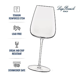 Luigi Bormioli Talismano Set Of 4 Grand Cru 18.5 Oz. Wine Glasses, Crystal SON-hyx Glass, With Titanium Reinforced Stems, Dishwasher Safe, Made In Italy.