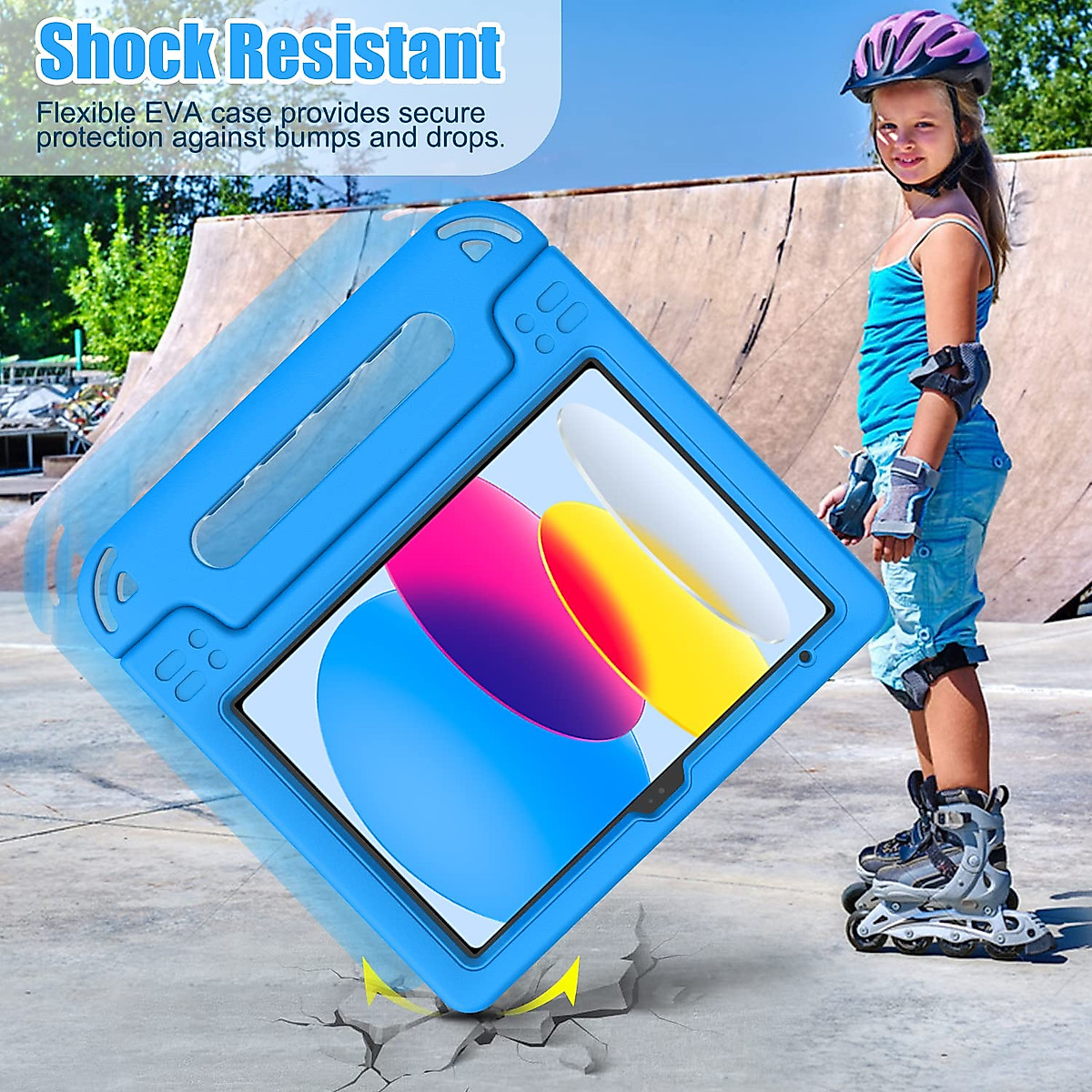 AVAWO Case for iPad 10th Generation 2022 10.9 Inch, iPad 10th Case Kids, Built-in Screen Protector, Heavy Duty Shockproof Handle Stand Child Protective Cover for iPad 10.9" 2022(10th Gen), Blue