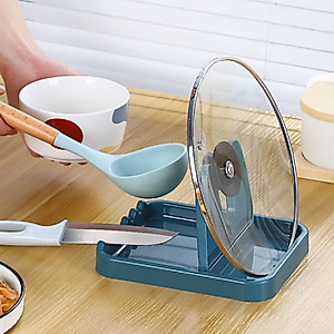 Angoily Hanger Holder Organizer 3pcs Spoon Rest and Pot Lid Holder Pan Pot Cover Lid Stand Rack Spoon Holder Utensil Rest Soup Spoon Holder Stove Organizer for Kitchen Collapsible Dish Pan