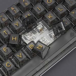 dagaladoo 140 Keys Black Clear Keycaps Full Set, Custom Cherry Profile Keyboard Keycaps, XVX Transparent PC Material Keycaps for 60% 65% 75% 100% Cherry Gateron Mx Switches Mechanical Keyboard
