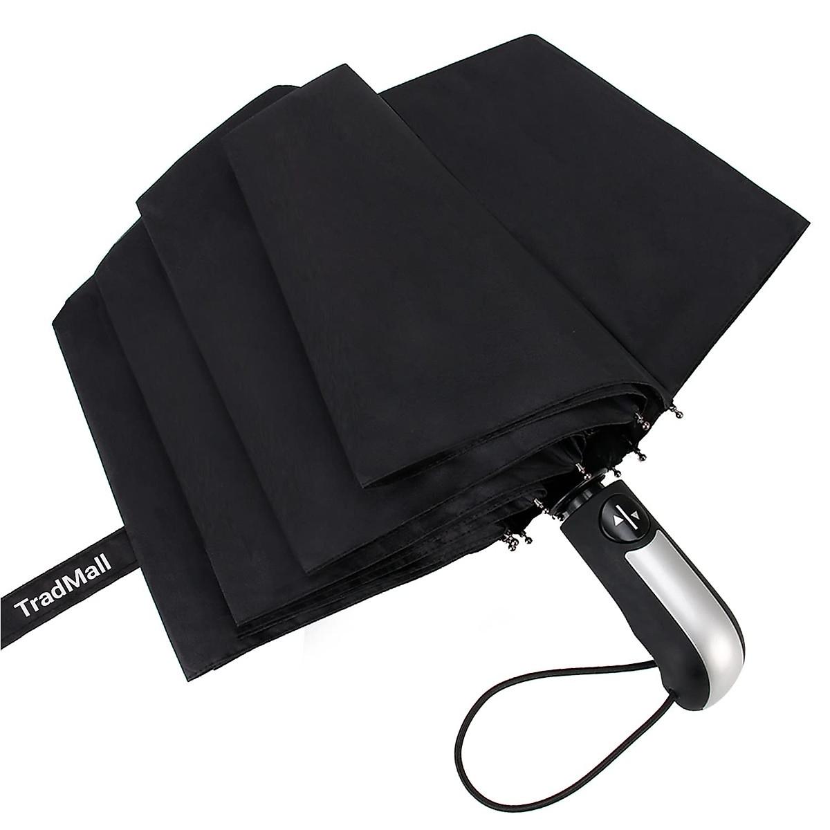 TradMall 5 Pack Bulk Umbrellas Travel Windproof Portable Compact Large Size Canopy for Rain Auto Open & Close, Black