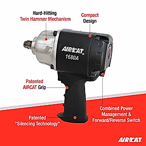 AIRCAT Pneumatic Tools 1680-A: 3/4-Inch Impact Wrench 1,600 ft-lbs - Standard Anvil