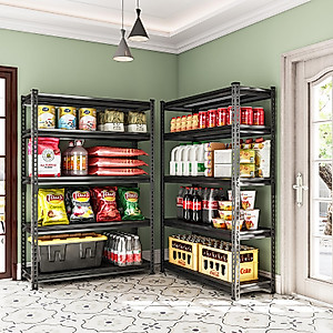 SDXYSTCE Garage Shelving Heavy Duty 2500LBS Loads, 48" W Adjustable Garage Storage Shelves, 5-Tier Metal Shelving Units and Storage, Industrial Utility Shelf, 48" Wx18 Dx78 H,Black