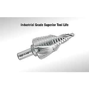 ACTOOL Industrial HSS Step Drill Bit 7/8 inch to 1-1/8 inch with 3/8 inch Shank, Double Spiral Flute