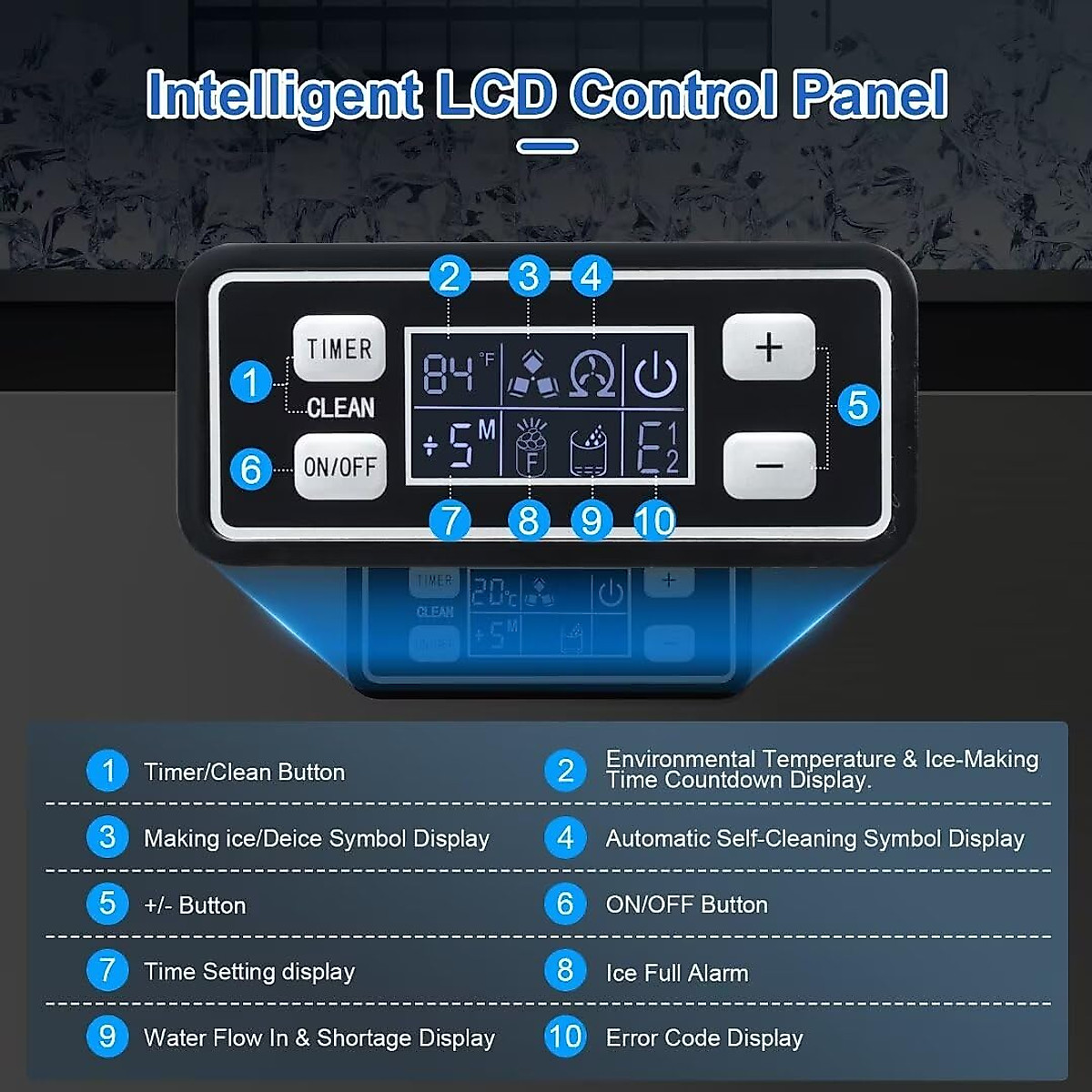 Kismile Commercial Ice Maker, Freestanding Nugget Ice Maker 200lbs/24h, 55lbs Storage Bin, Full Heavy Duty Stainless Steel Construction, Ice Maker Machine for Home Bar, Coffee Shop, Business