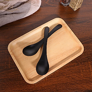 6PCS Asian Soup Spoons Chinese Soup Spoons Japanese Soup Spoons Spoons Rice Spoons Black Melamine Spoons Tableware for Ramen Wonton Dumpling Miso