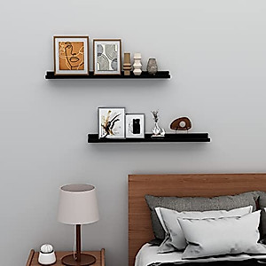 love furniture 35 Inch Black Floating Shelves Wall Mounted Set of 2, Wall Mounted Wood Shelves for Bedroom, Living Room, Bathroom, Kitchen
