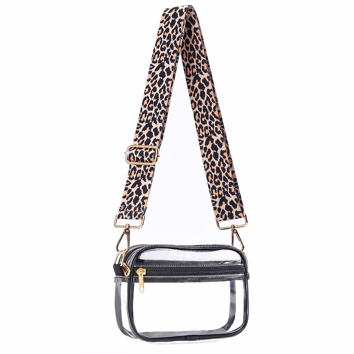 HULISEN Clear Crossbody Bag Stadium Approved, Clear Purse for Women Men, Transparent Messenger Shoulder Handbag for Concert, Travel, Work, Sports (Leopard)