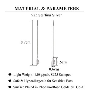 SLUYNZ 925 Sterling Silver Threader Earrings Chain for Women Teen Girls Ear Line Dangling Earrings Chain (Leaf Threader Earrings)