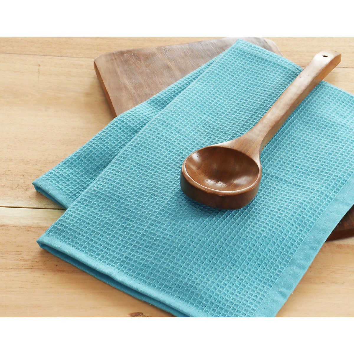 PurpleEssences Waffle Weave Solid Kitchen Towel, 100% Cotton - 15 x 25 Inches, Ultra Soft Absorbent Quick Drying Dish Cloth Towels Dish Rags for Kitchen, 6 - Pack - Forest Green