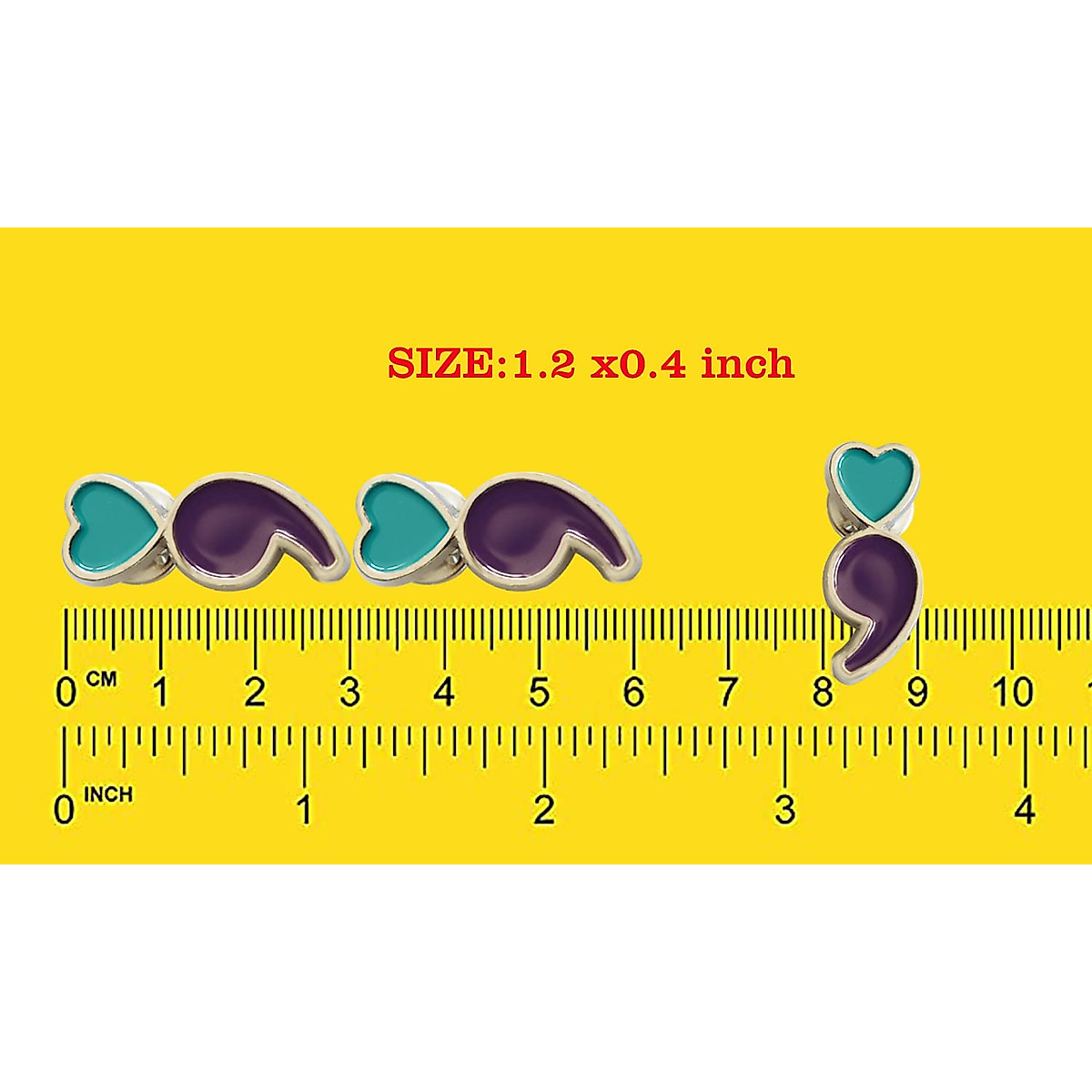 50-Pack Semicolon Mental Health Suicide prevention awareness Lapel pins Bulk Metal Purple & Teal Ribbon pin Souvenir Series Gifts