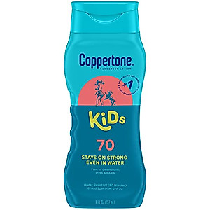Coppertone Kids Sunscreen Lotion, SPF 70 Sunscreen for Kids, #1 Pediatrician Recommended Sunscreen Brand, Water Resistant Sunscreen SPF 70, 8 Fl Oz Bottle