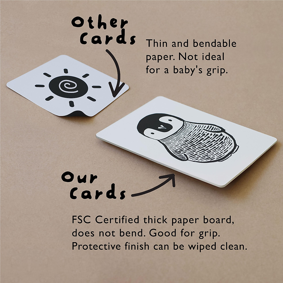 Wee Gallery Black and White Art Flash Cards for Babies, High Contrast Educational Animal Picture Cards, Baby Visual Stimulation, Brain and Memory Development in Infants and Toddlers - B&W Animals