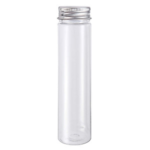 UKCOCO 12 PCS Flat-Bottomed Plastic Clear Test Tubes with Screw Caps Candy Cosmetic Travel Lotion Containers 110ml