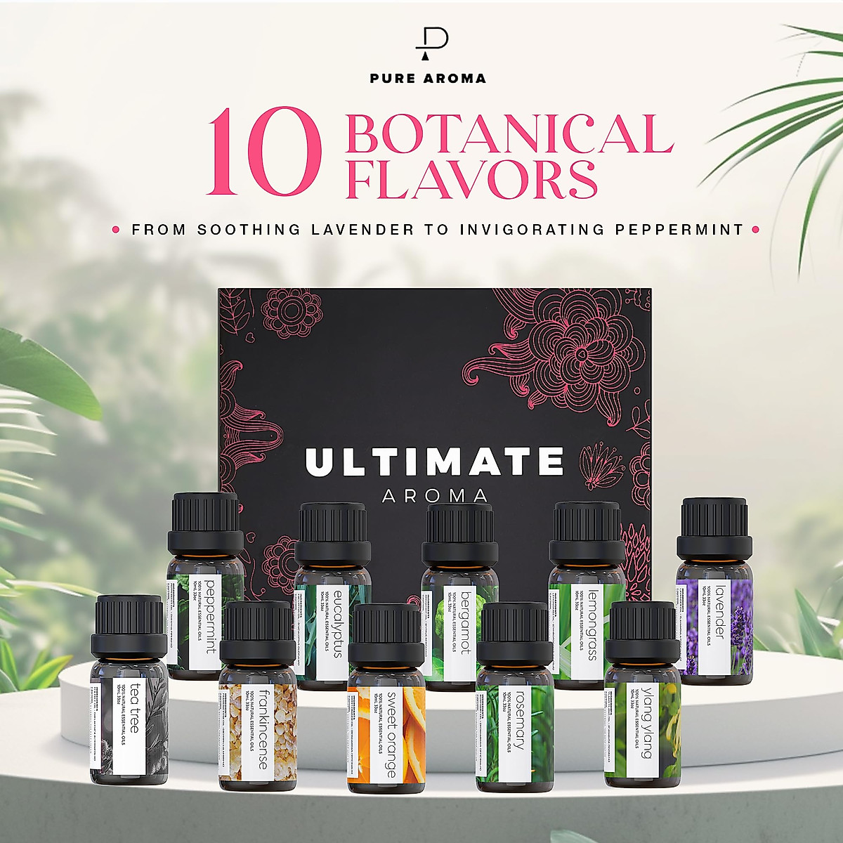 Essential Oils by Ultimate Aroma 100% Pure Therapeutic Grade Oils kit- Top Aromatherapy Oils Gift Set- Each Bottle 10ML