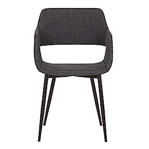 Armen Living Ariana Mid-Century Fabric Dining Room Accent Chair, 18" Height, Charcoal