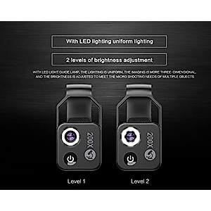 200X Phone Mini Pocket Microscope, with LED Light/Universal Clip, Portable Digital Microscope Camera Lens Attachments for Smartphone, Open up The microworld for Kids Adults (Black with CPL)
