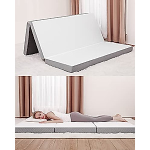 Forias Folding Mattress, Tri-fold Memory Foam Mattress, 4 Inch Foldable Mattress Topper with Washable Cover, Portable Mattress for Floor Guest Bed Camping Full Size 75" L x 54" W x 4" Th