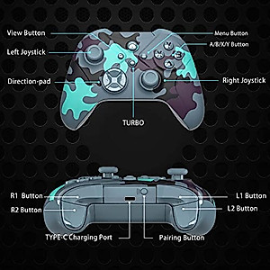Gamrombo Wireless Controller Replacment for Xbox controller,Compatible with Xbox one/Xbox One S/X/Xbox Series X/S/Android/iOS/PC Gamepad Remote with Wifi/Macro Function/Turbo/3.5mm Audio Jack