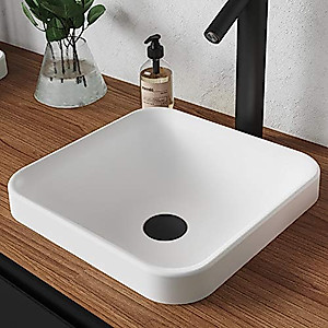 Kraus KSR-9MW Natura Bathroom Sink, Matte White, Square, Semi-Recessed