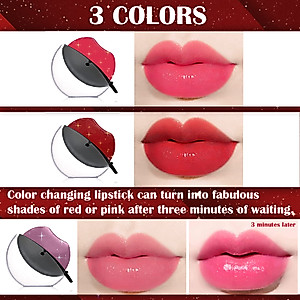 DAGEDA Pearl Lipstick, Labiales Magicos Long Lasting Waterproof Moisturizing Non-Stick Cup Not Fade Lip Shape Magic 3 Colors Changing Lipstick for Lazy People (Color C)