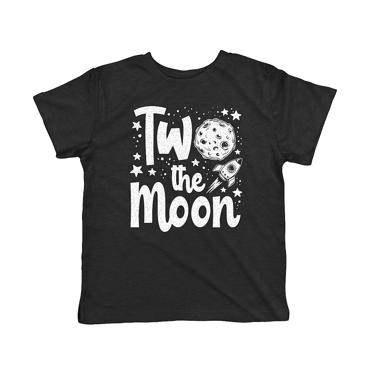 Toddler Two The Moon Tshirt Funny Second Birthday Tee Funny Toddler Shirts Birthday Apparel for Toddler Funny Space T Shirt Toddler Graphic Tees Black 2T