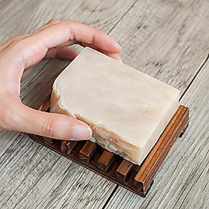 Sihuuu Soap Dish, Soap Saver Holder Soap Tray for Bathroom Shower Easy Cleaning, Dry, Stop Mushy Soap (Brown, Wood)