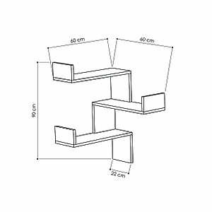 JV Home Luksa Collection Corner Bookcase Wall Mounted Stylish Floating Shelf Corner Bookshelf Decorative Wide Shelving Storage 24 Inch Anthracite