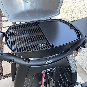 QuliMetal 6506 Cast Iron Griddle and 7112 Grill Cover for Weber Q300, Q320, Q3000 Series Gas Grills Accessories