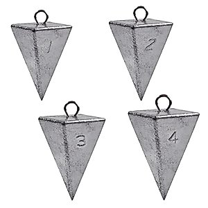 Pyramid Sinker Fishing Weights Surf Fishing Sinkers Saltwater Fishing Weights Fishing Gear Tackle 1oz-8oz (4pcs Mixed 1oz+2oz+3oz+4oz)