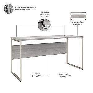 Bush Business Furniture Hybrid Computer Table Desk with Metal Legs, 60W x 24D, Platinum Gray