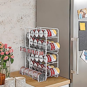 2 Pack - MOOACE Can Dispenser with Side Rack, Stackable Can Storage Organizer Holder for Canned food Kitchen Cabinet Pantry Countertop, White