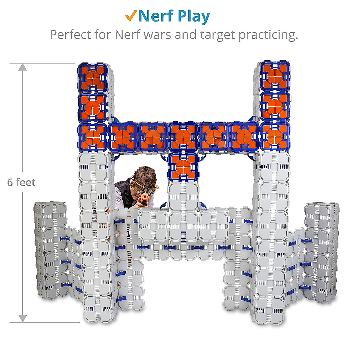 Blaster Boards - 6 Pack | Kids Fort Building Kit for Nerf Wars & Creative Play | 276 Piece Set