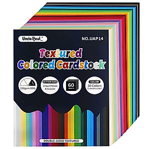60 Sheets Textured Colored Cardstock - 8.5 x 11.0 inch / 30 Colors 85Ib 230gsm 21.6 x 27.9 cm Heavyweight Card Paper for DIY Card Art Paper Crafting Scrapbook Festive Decor UAP14
