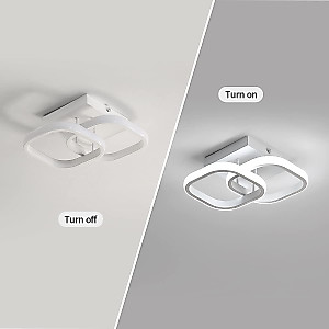 DELIPOP Small Ceiling Light, Square Modern LED Ceiling Light Fixture, 6500K Cool White Light Acrylic Hallway Light Fixture Ceiling Lamp for Hallway Kitchen Study Bedroom Living Room (White)