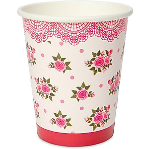 Royal Bluebonnet Paper Plates and Napkins Sets – Set of 24 – Paper Plates and Napkins and Cups, Rose Floral Tea Party Decorations, Paper Plates