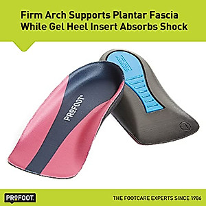 PROFOOT Orthotic Insoles for Plantar Fasciitis & Heel Pain, Women's 6-10, 1 Pair, Gel Heel Shock Absorbing Insoles to Help Reduce Pain & Stress, Foot Care Arch Support Inserts for Shoes