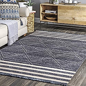 nuLOOM Roberge Diamonds Indoor/Outdoor Area Rug, 8' Square, Blue