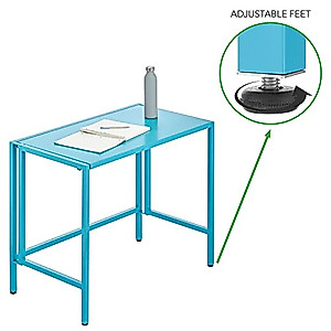 mDesign Folding Desk for Compact Spaces - Collapsible Compact Writing and Computer Workstation Steel Furniture Table for Living Room, Dorm, Home Office, and Bedroom - Ocean Blue