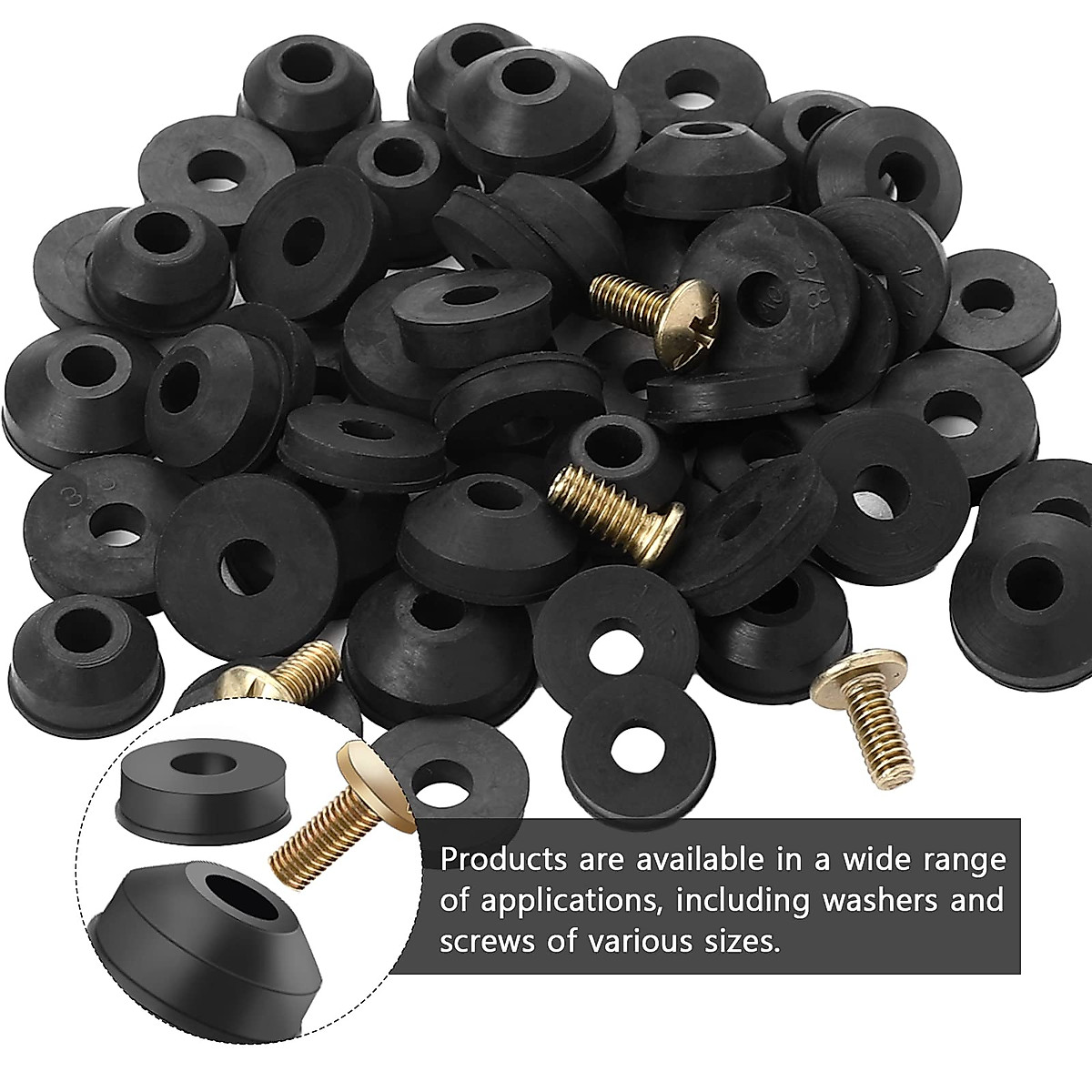 Faucet Washers,58 Pack Faucet Washer Assortment Kit Faucet Parts Washer Flat and Beveled Rubber Faucet Washers Assortment Replacement Kit for Repairing Faucet Leak Worn Out Washer Replacements