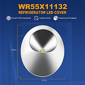 4Pcs WR55X11132 WR55X25754 WR55X26487 WR55X30603 WR55X30602 WR55X26486 AP5646375 PS4704284 3033142 LED Light Bulb and Cover Assembly for GE Refrigerator Led Light Assembly Replacement