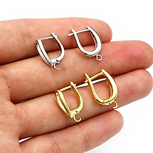 NOVAJEWS 10pcs 2-Styles Bronze French Earring Hook Lever Back Open Loop Setting for DIY Earring Clips Clasp Jewelry Making Accessories - (Color: T7-59)