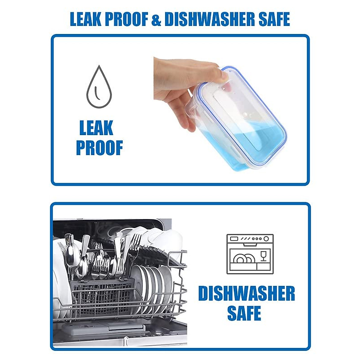 Tauno Plastic Food Storage Containers with Airtight Lids, 3.3 Cup Food Prep Containers for Kitchen and Pantry Organization, Reusable and BPA Free Lunch Boxes, Microwave/Dishwasher/Freezer Safe, 20 Pack