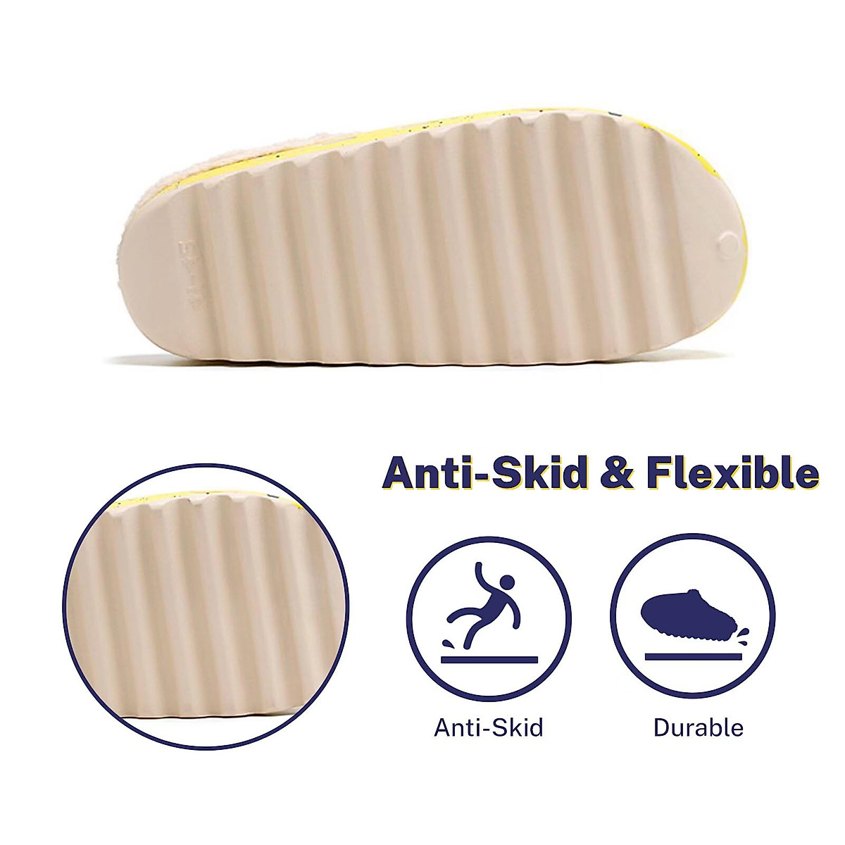 Mukinrch Slippers for Women Men House Slippers, Furry Slides House Shoes EVA Waterproof Soft Plush Bedroom Clogs Indoor Outdoor Slippers